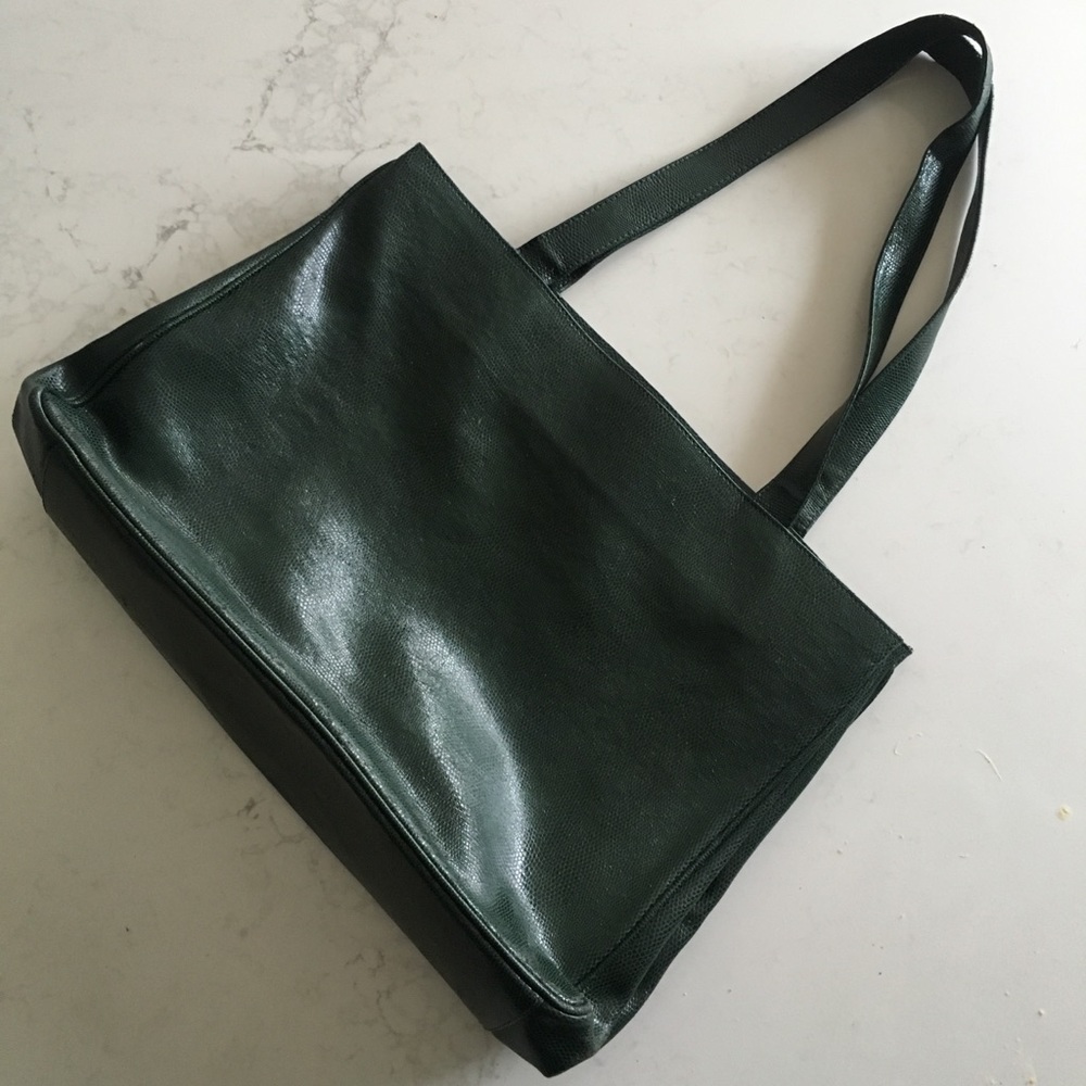 Desmo Green Snakeskin Print Leather Shoulder Bag - Gem